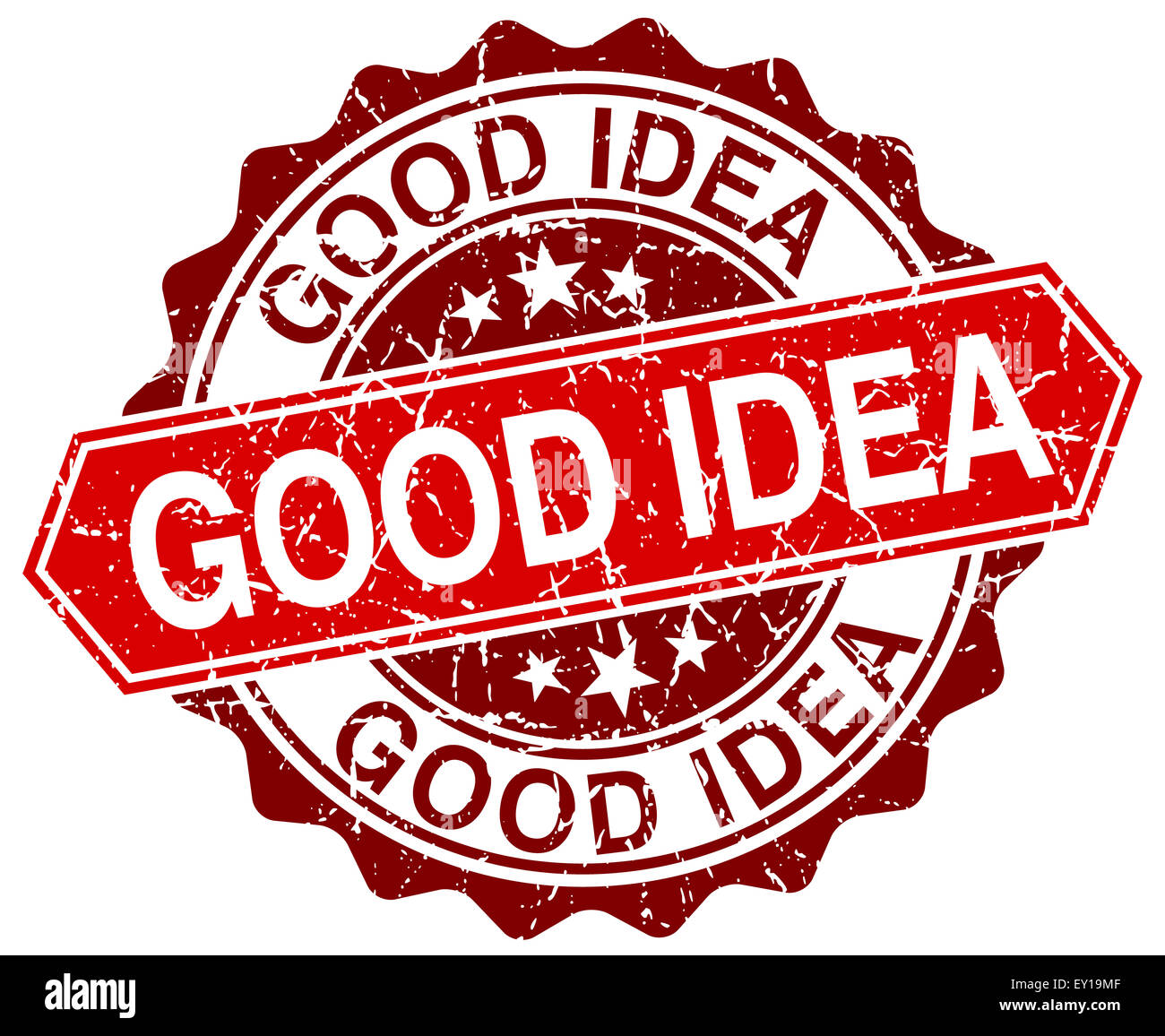 good idea red round grunge stamp on white Stock Photo - Alamy
