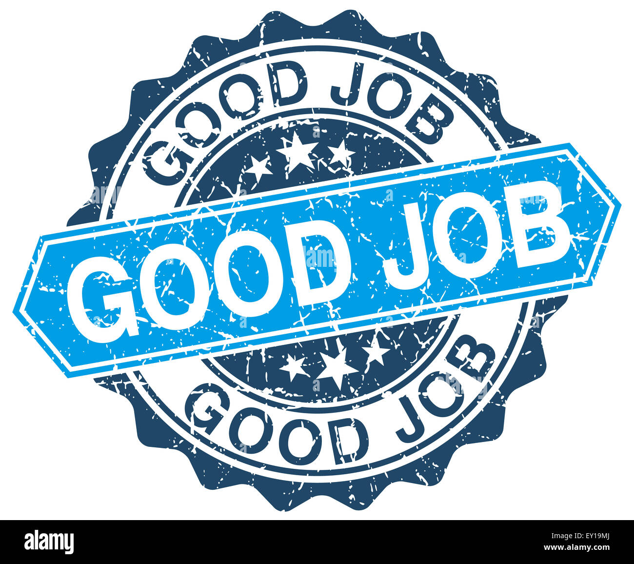 good job blue round grunge stamp on white Stock Photo - Alamy