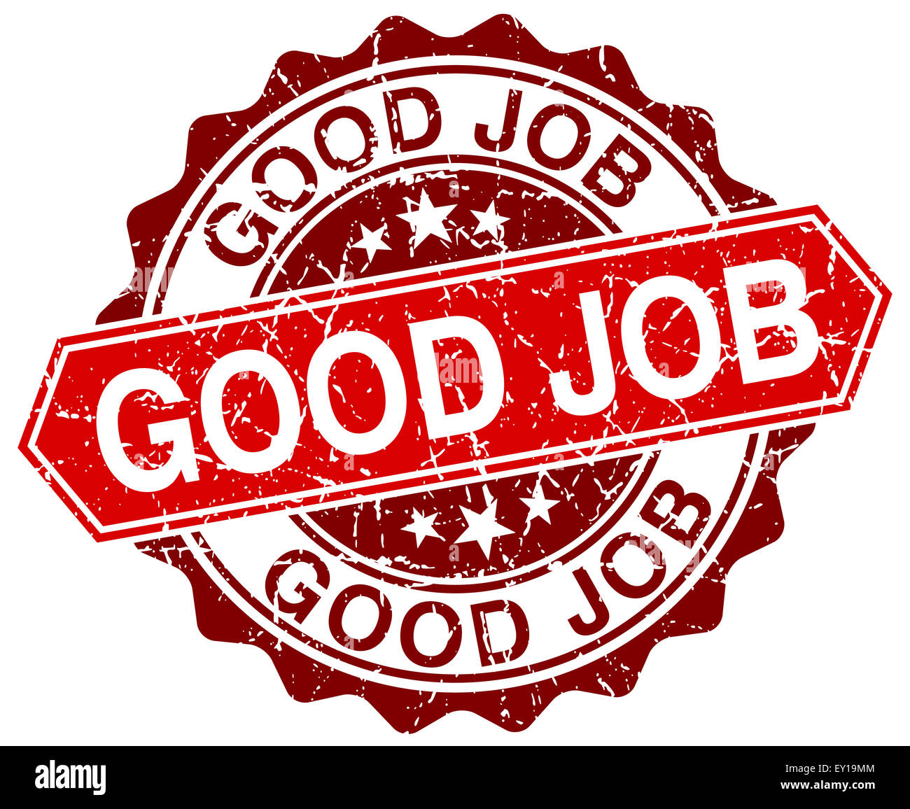 good job red round grunge stamp on white Stock Photo - Alamy