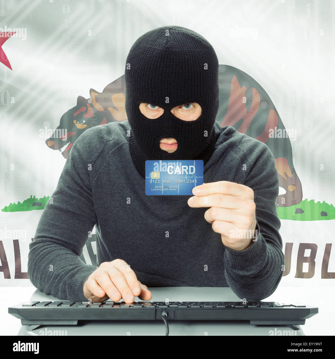 Hacker with US state flag - California Stock Photo - Alamy