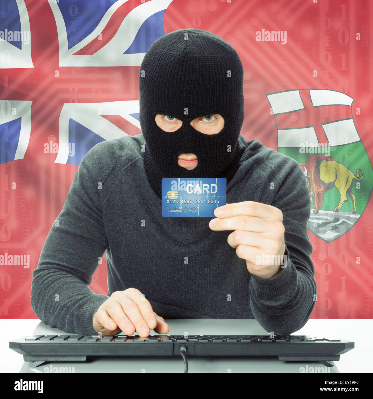 Hacker with Canadian province flag - Manitoba Stock Photo - Alamy