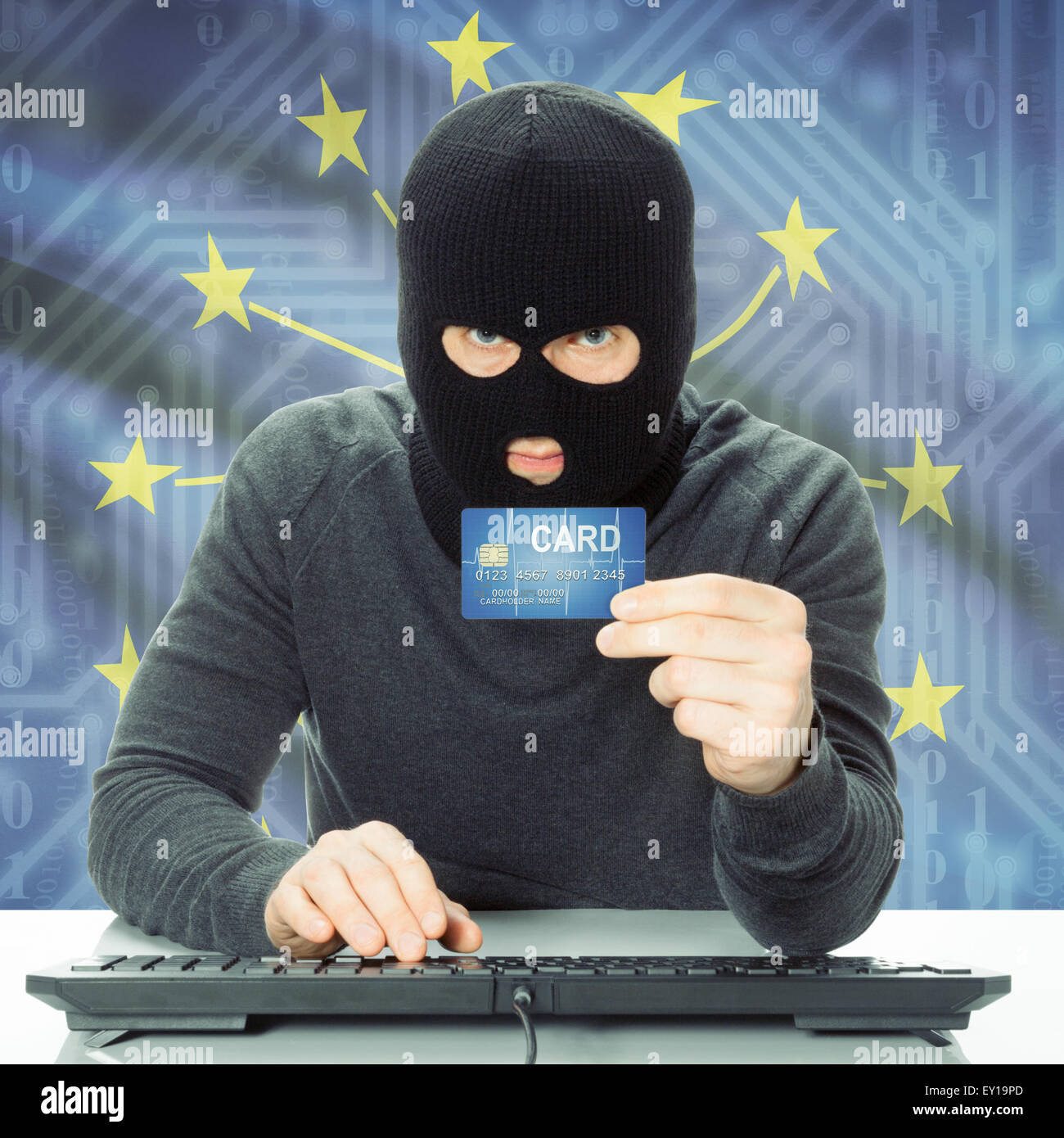 Hacker with US state flag - Indiana Stock Photo - Alamy