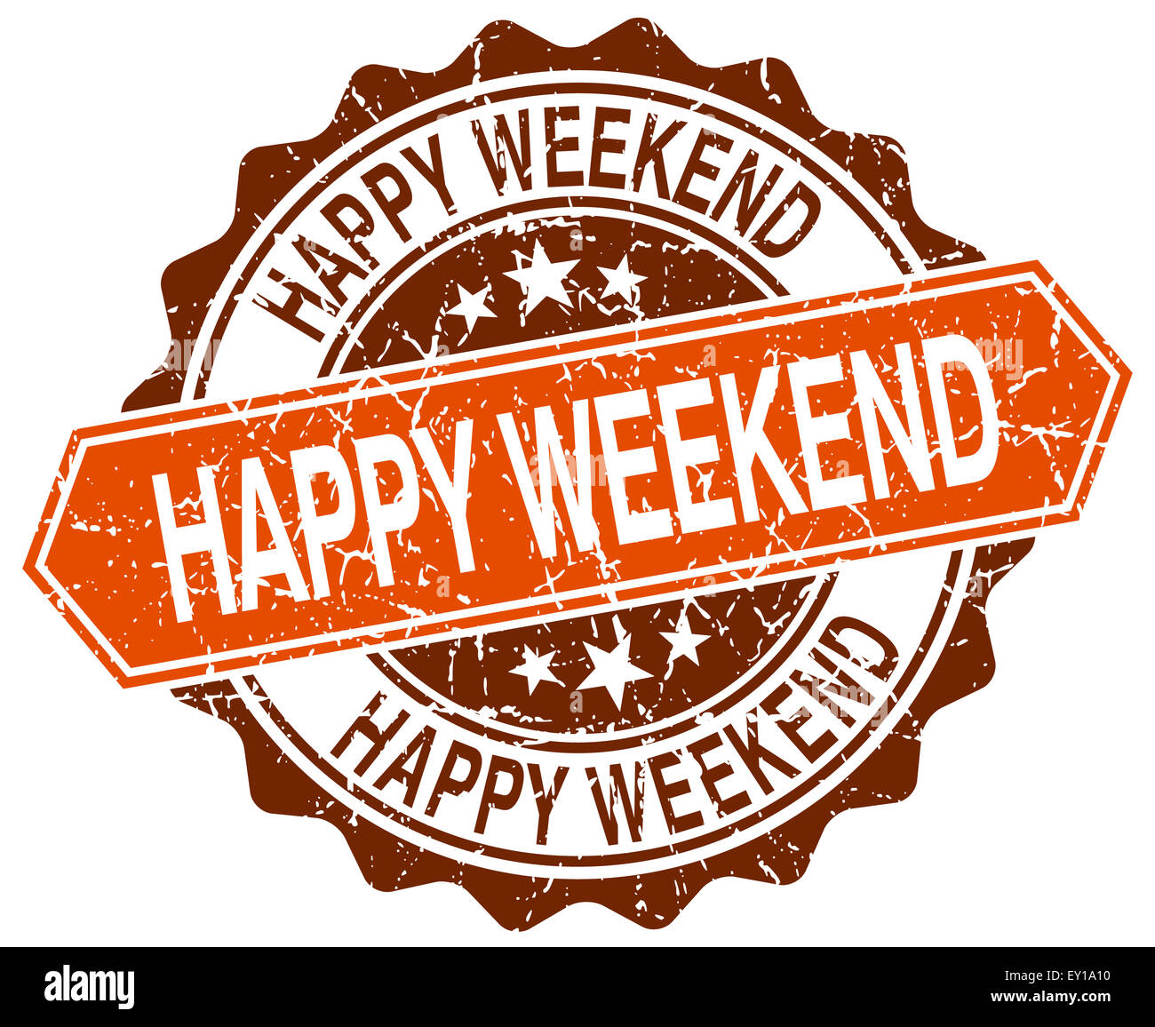 happy weekend orange round grunge stamp on white Stock Photo - Alamy