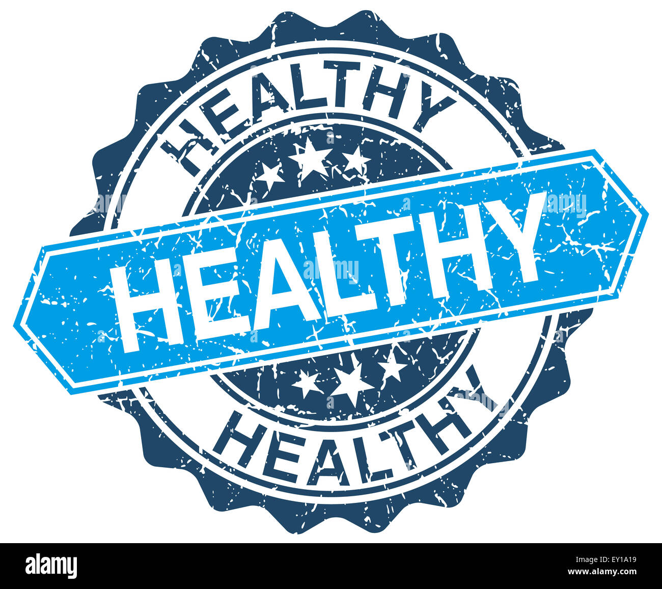 healthy blue round grunge stamp on white Stock Photo - Alamy