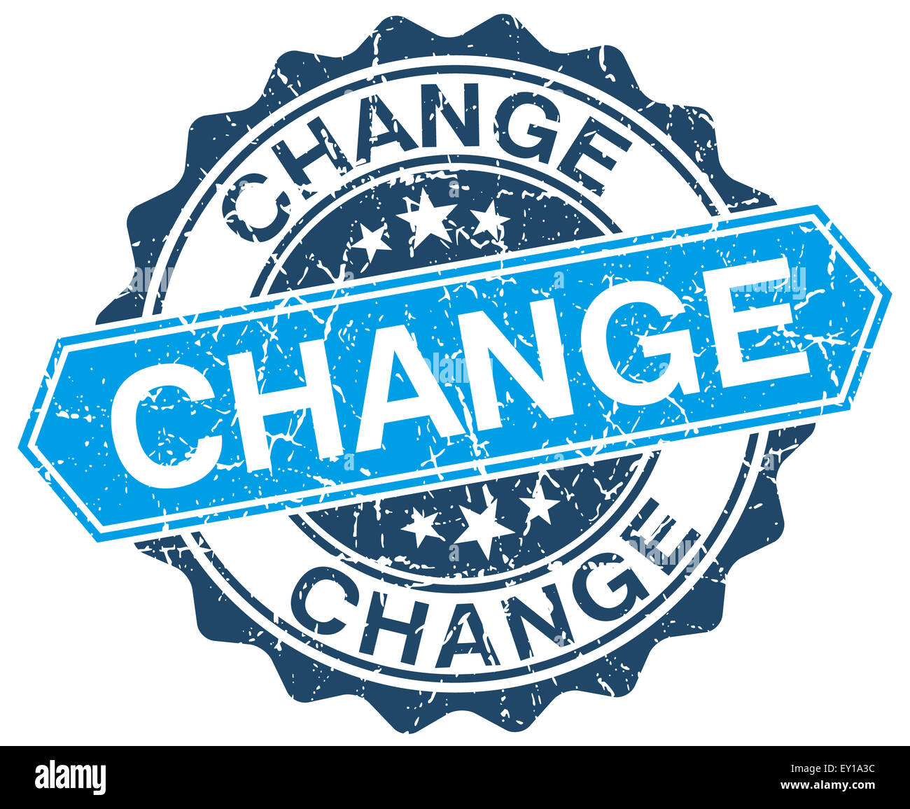 change blue round grunge stamp on white Stock Photo - Alamy