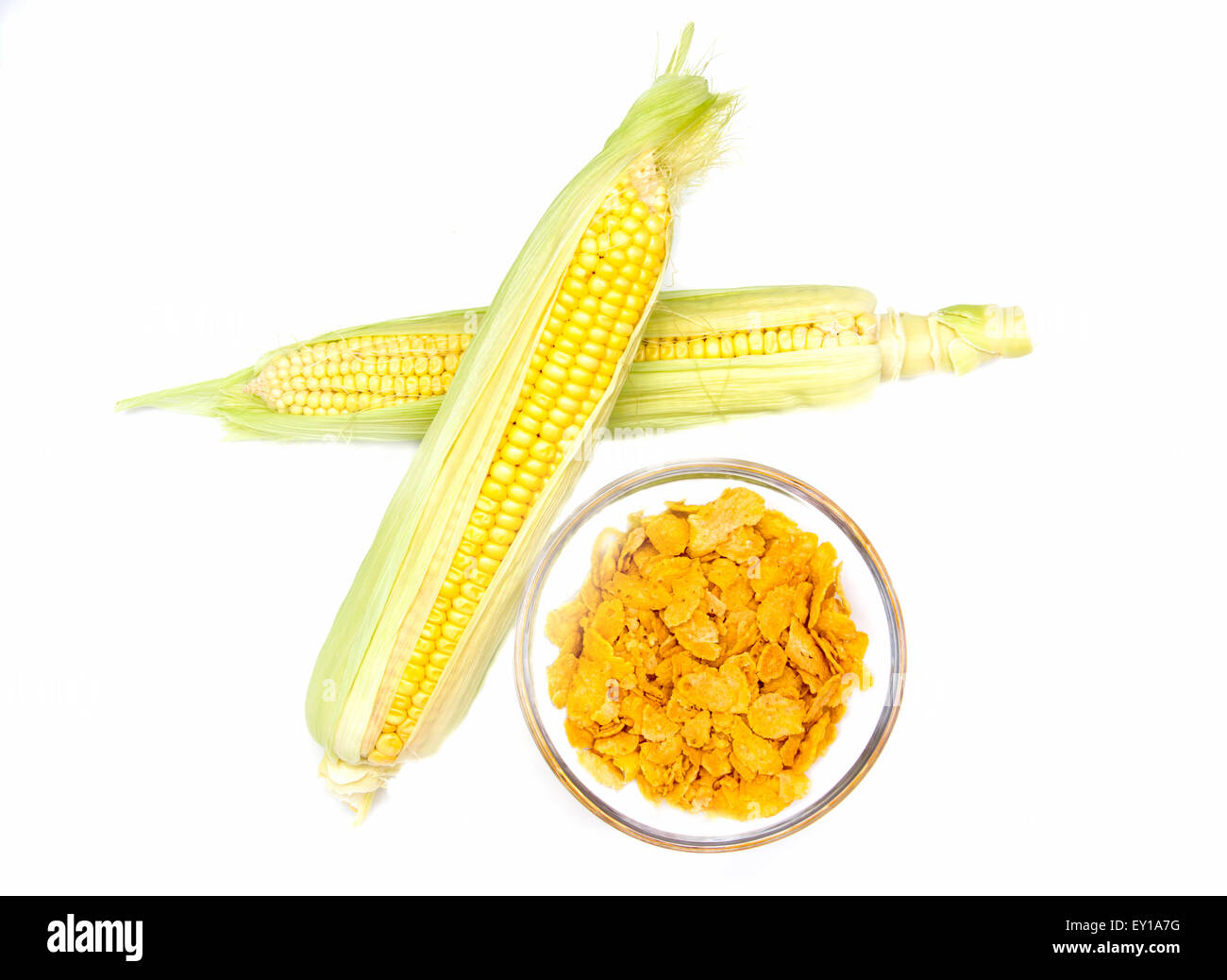 Grains of corn on a white background seen from above Stock Photo - Alamy