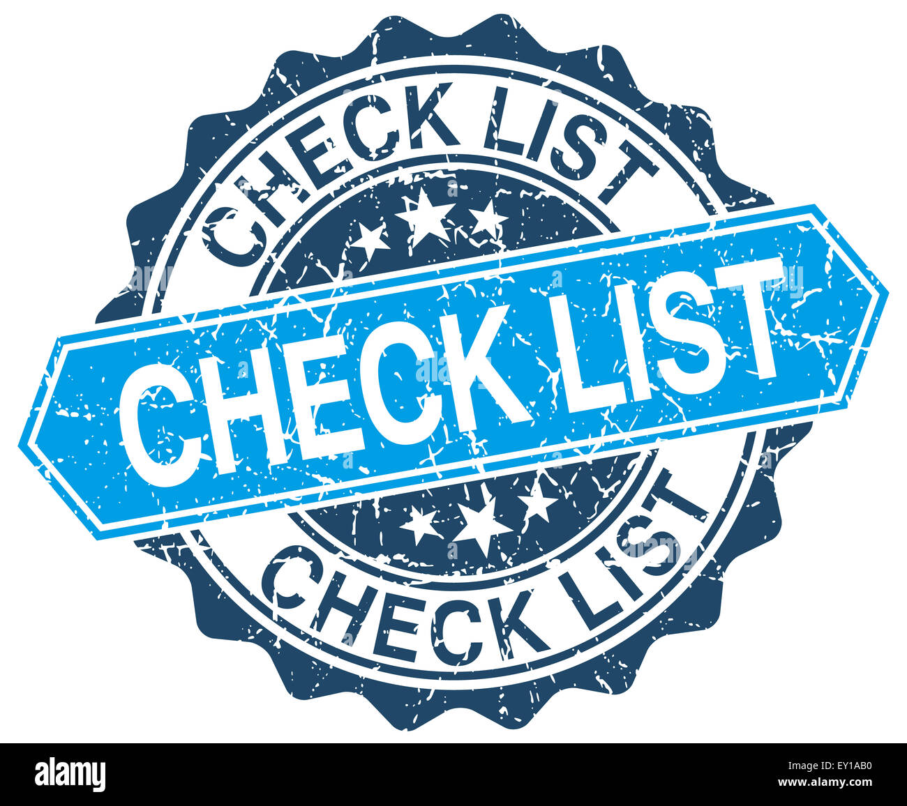 check list blue round grunge stamp on white Stock Photo - Alamy