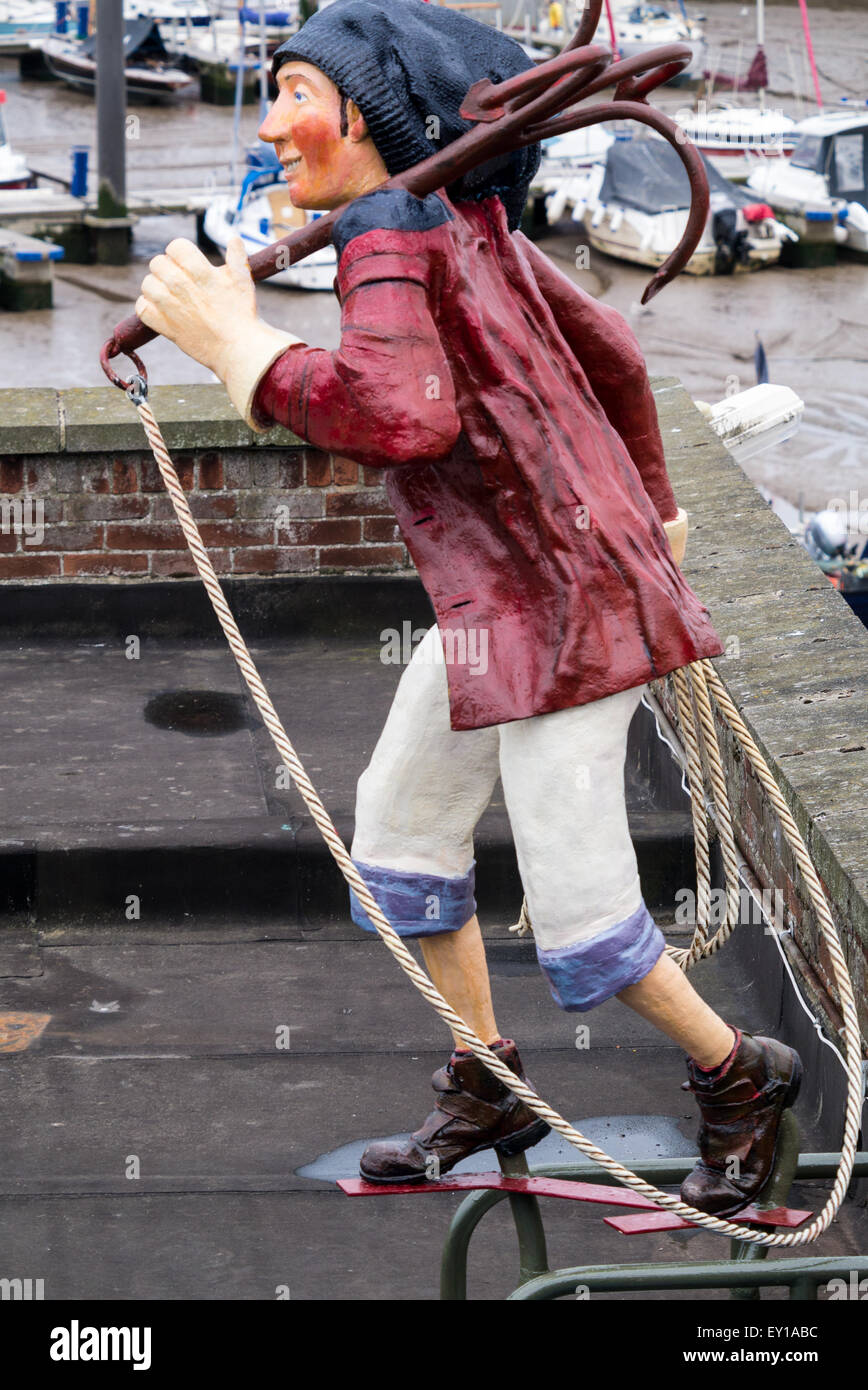 The Anchorman sculpture 2015 by Ronald Falck, Bridlington, UK Stock ...