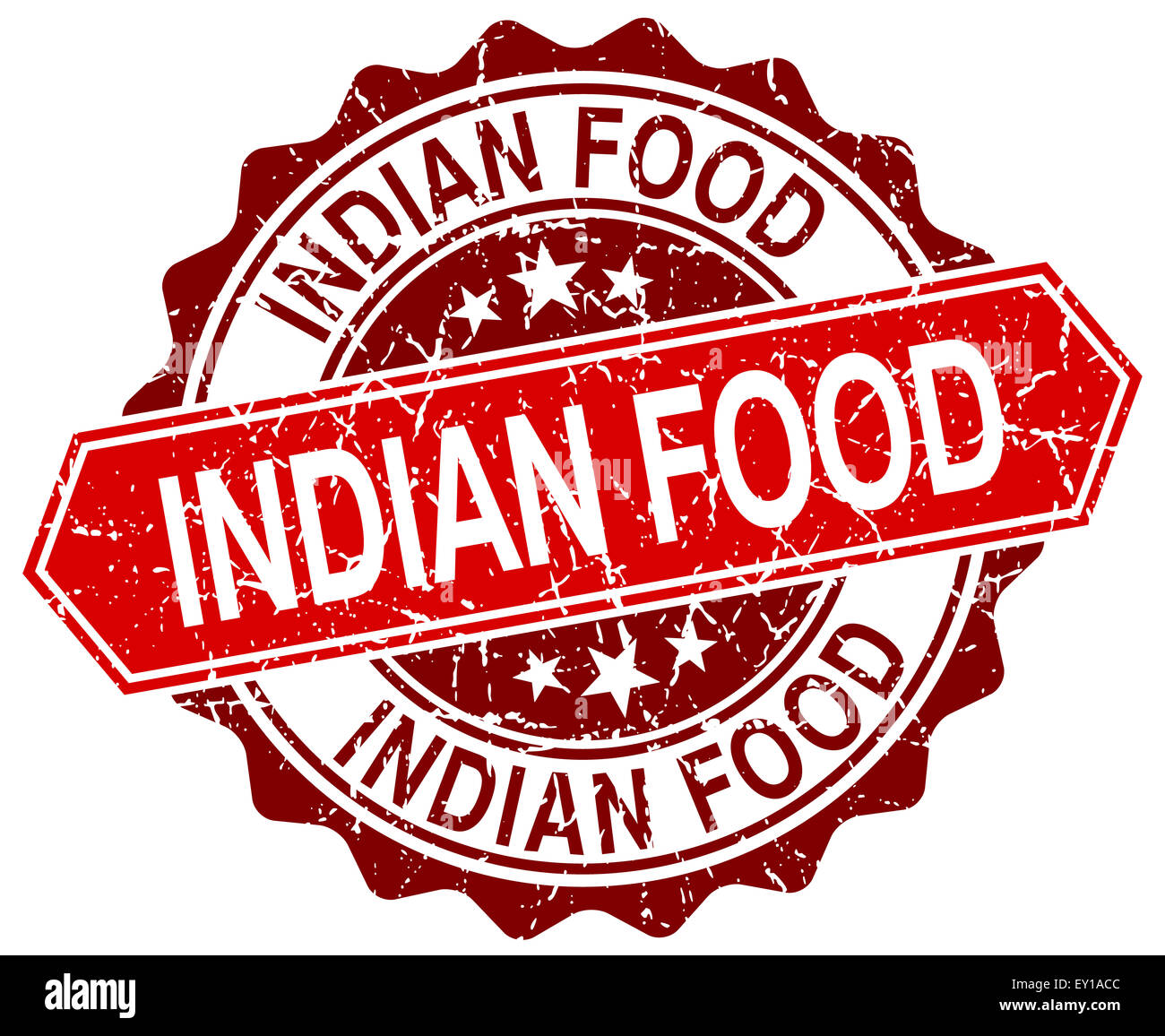 indian food red round grunge stamp on white Stock Photo - Alamy