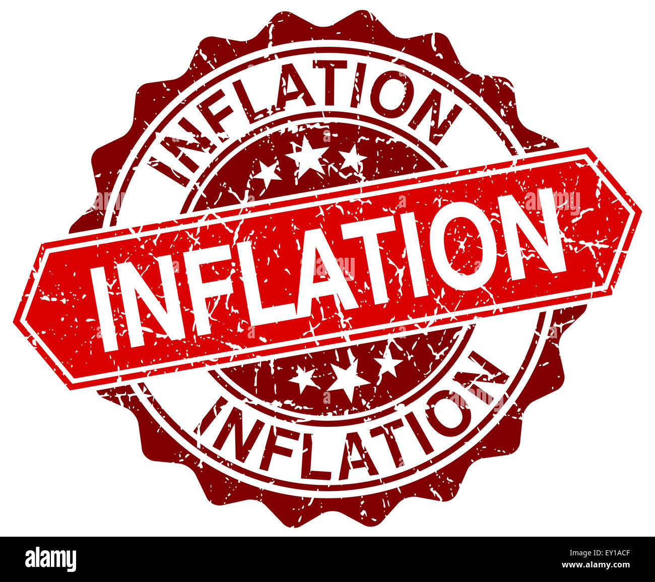 inflation red round grunge stamp on white Stock Photo - Alamy