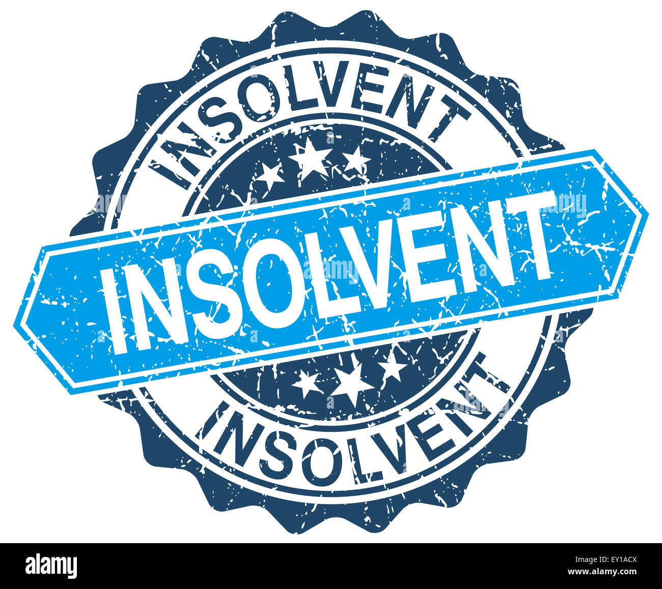 insolvent blue round grunge stamp on white Stock Photo - Alamy