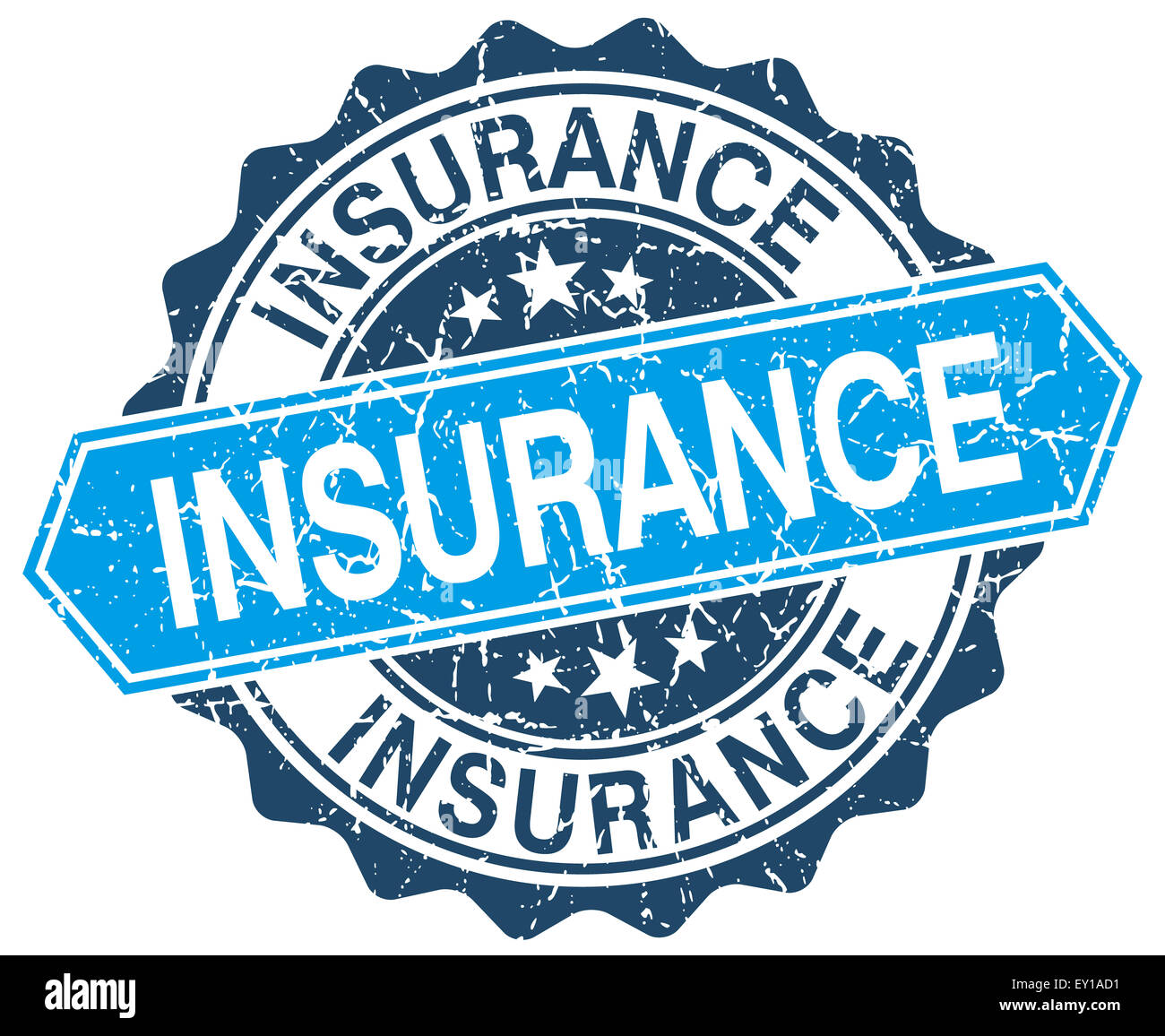 insurance blue round grunge stamp on white Stock Photo - Alamy