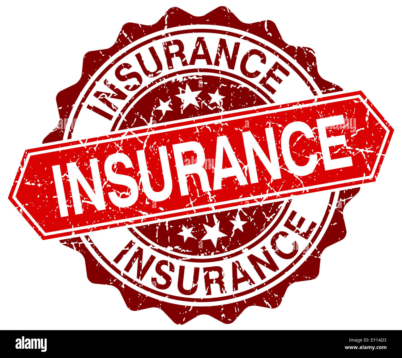 insurance red round grunge stamp on white Stock Photo - Alamy