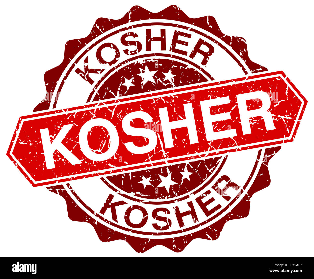 kosher red round grunge stamp on white Stock Photo - Alamy