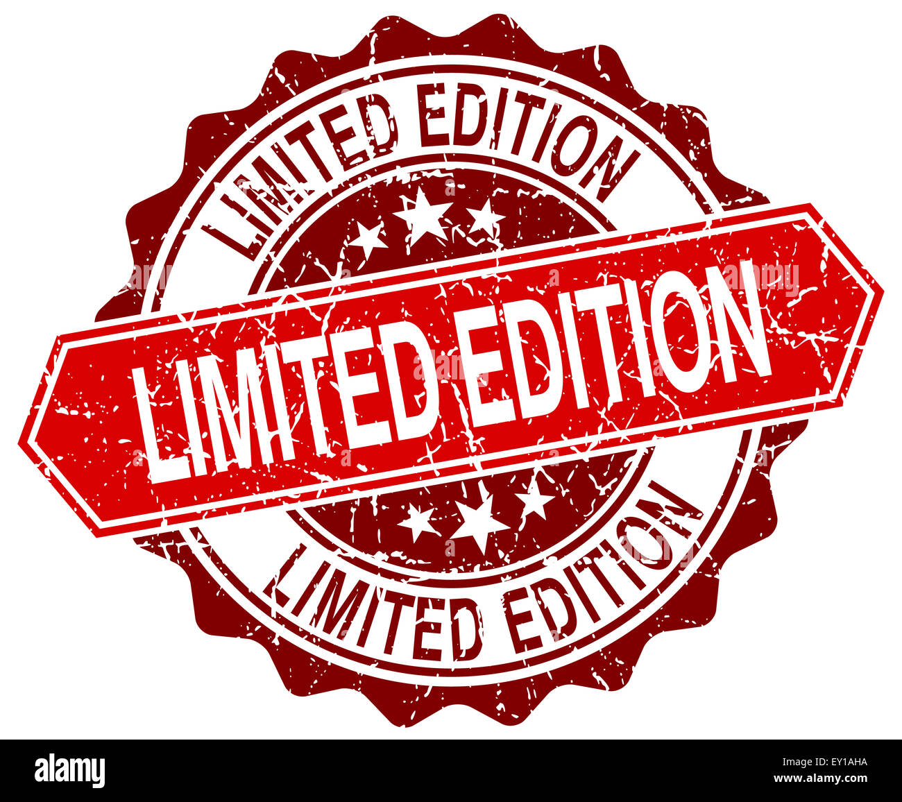 limited edition red round grunge stamp on white Stock Photo - Alamy