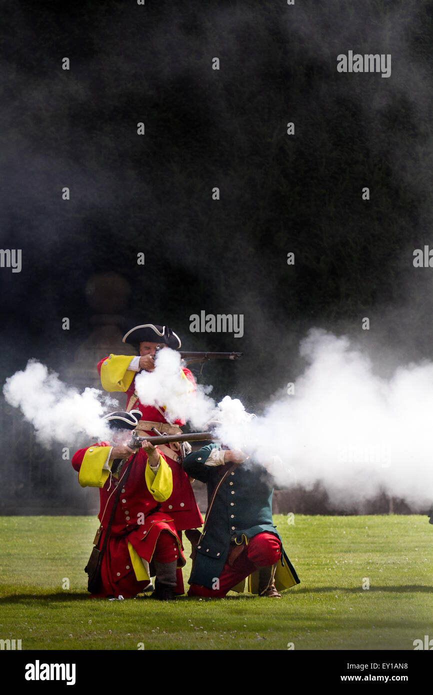 Redcoat of the Jacobite rebellion firing, weapon weapons gun guns ...