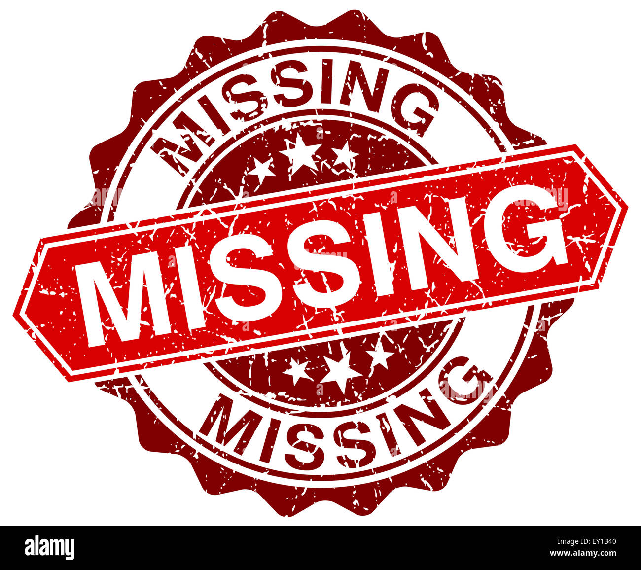 missing red round grunge stamp on white Stock Photo - Alamy