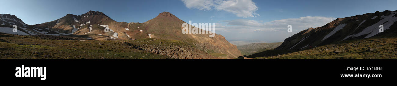 Volcanic crater of Mount Aragats (4,090 m) in Aragatsotn province ...