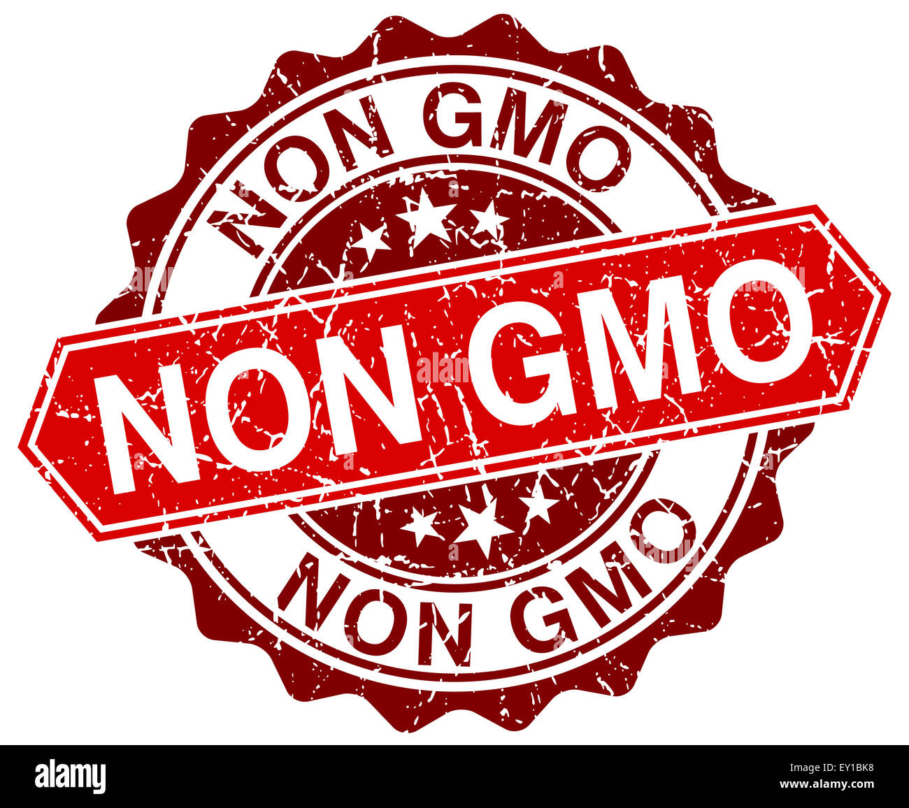 non gmo red round grunge stamp on white Stock Photo - Alamy