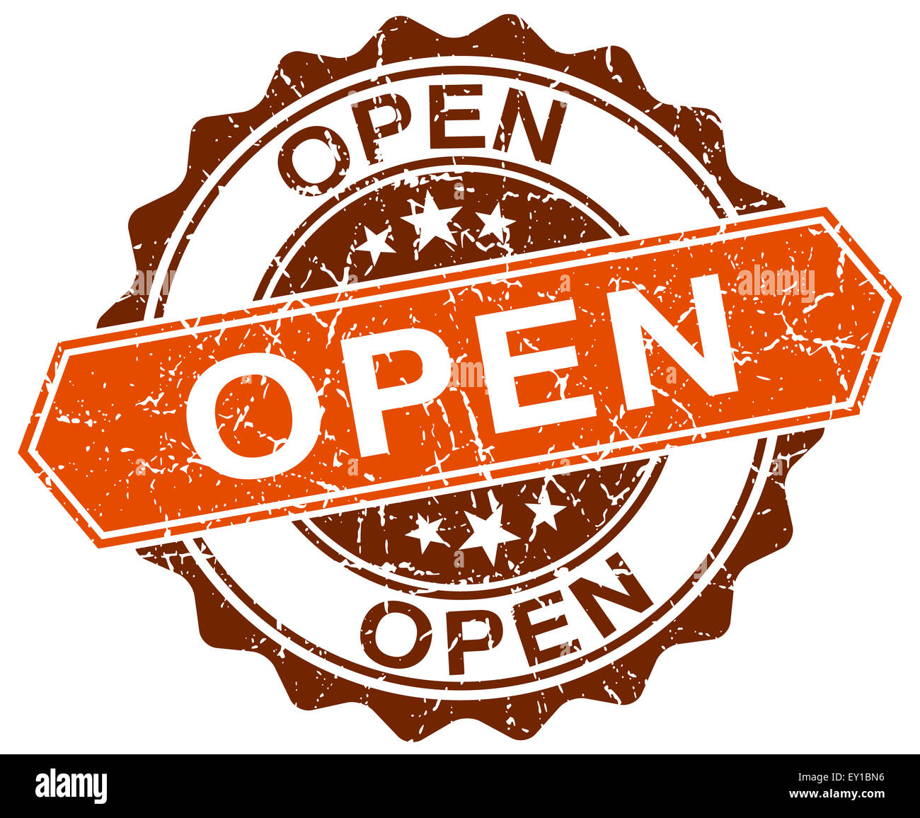 open orange round grunge stamp on white Stock Photo - Alamy