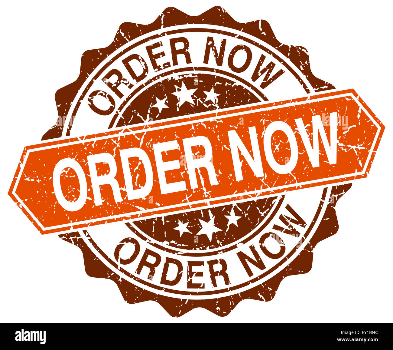 order now orange round grunge stamp on white Stock Photo - Alamy