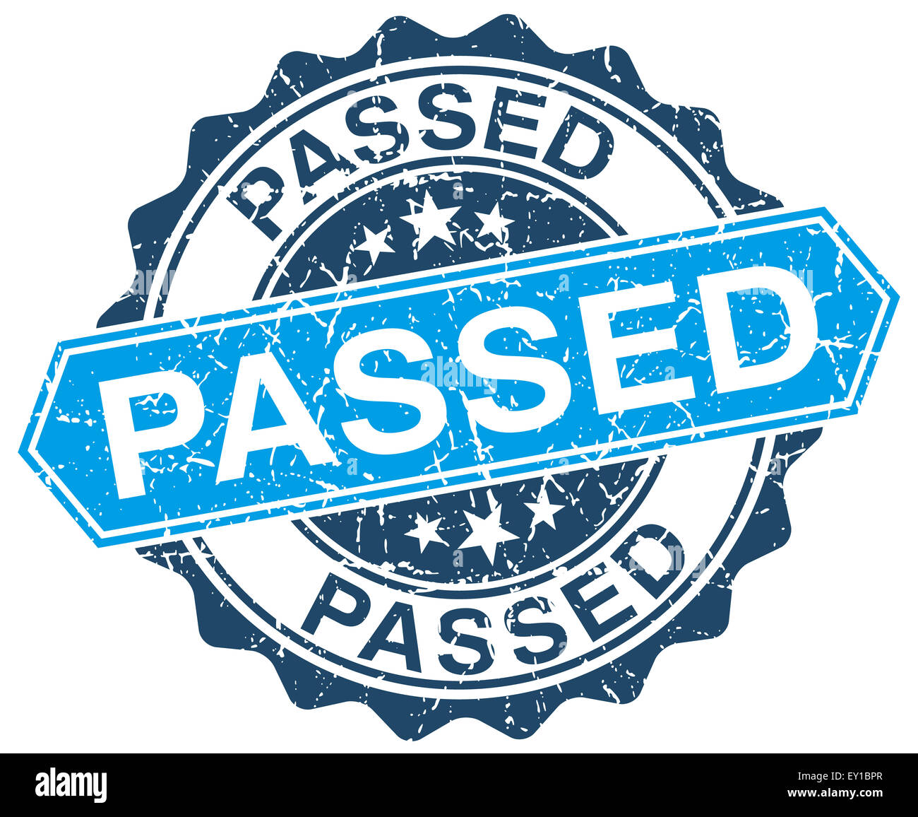 passed blue round grunge stamp on white Stock Photo - Alamy