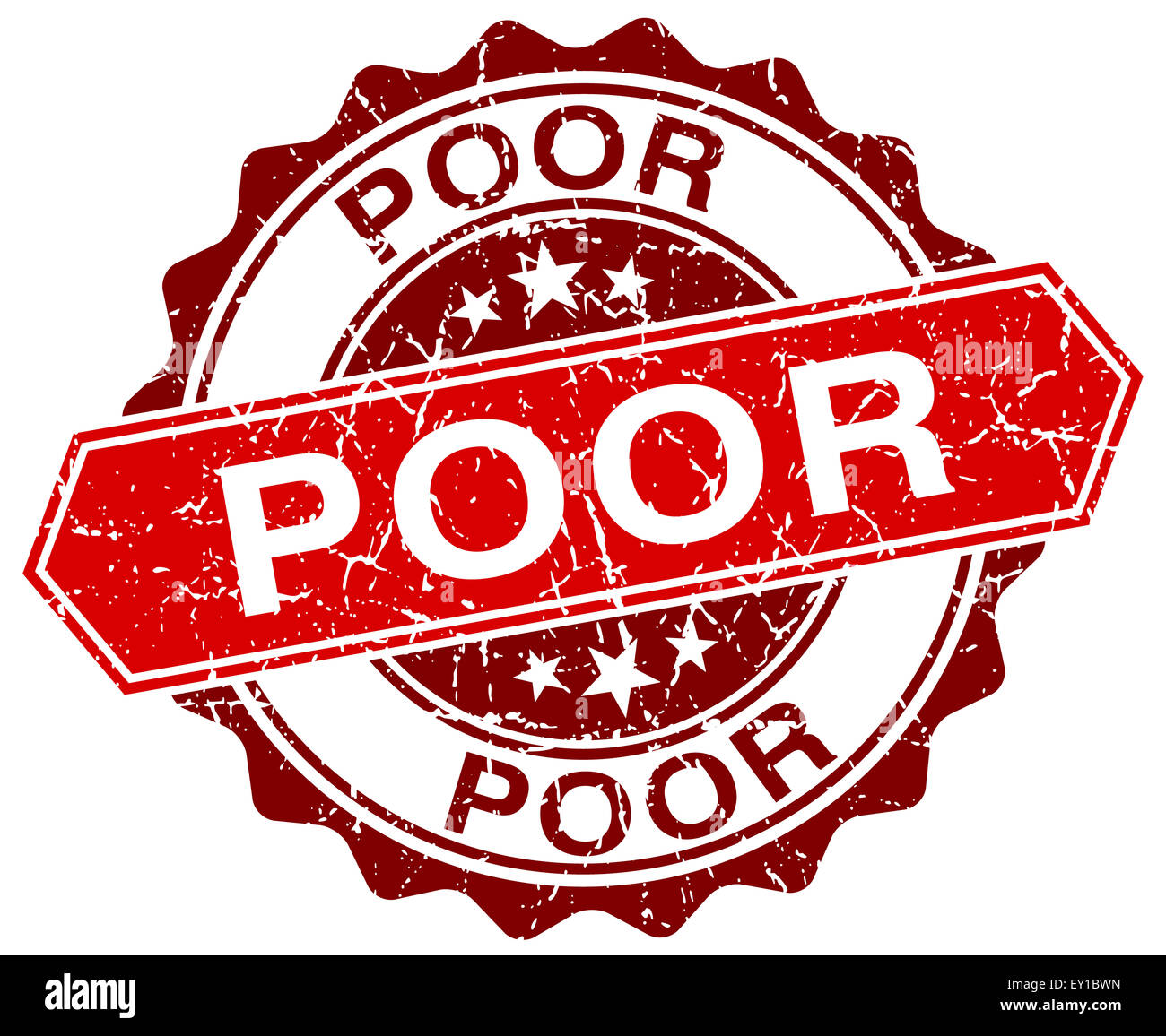 poor red round grunge stamp on white Stock Photo - Alamy