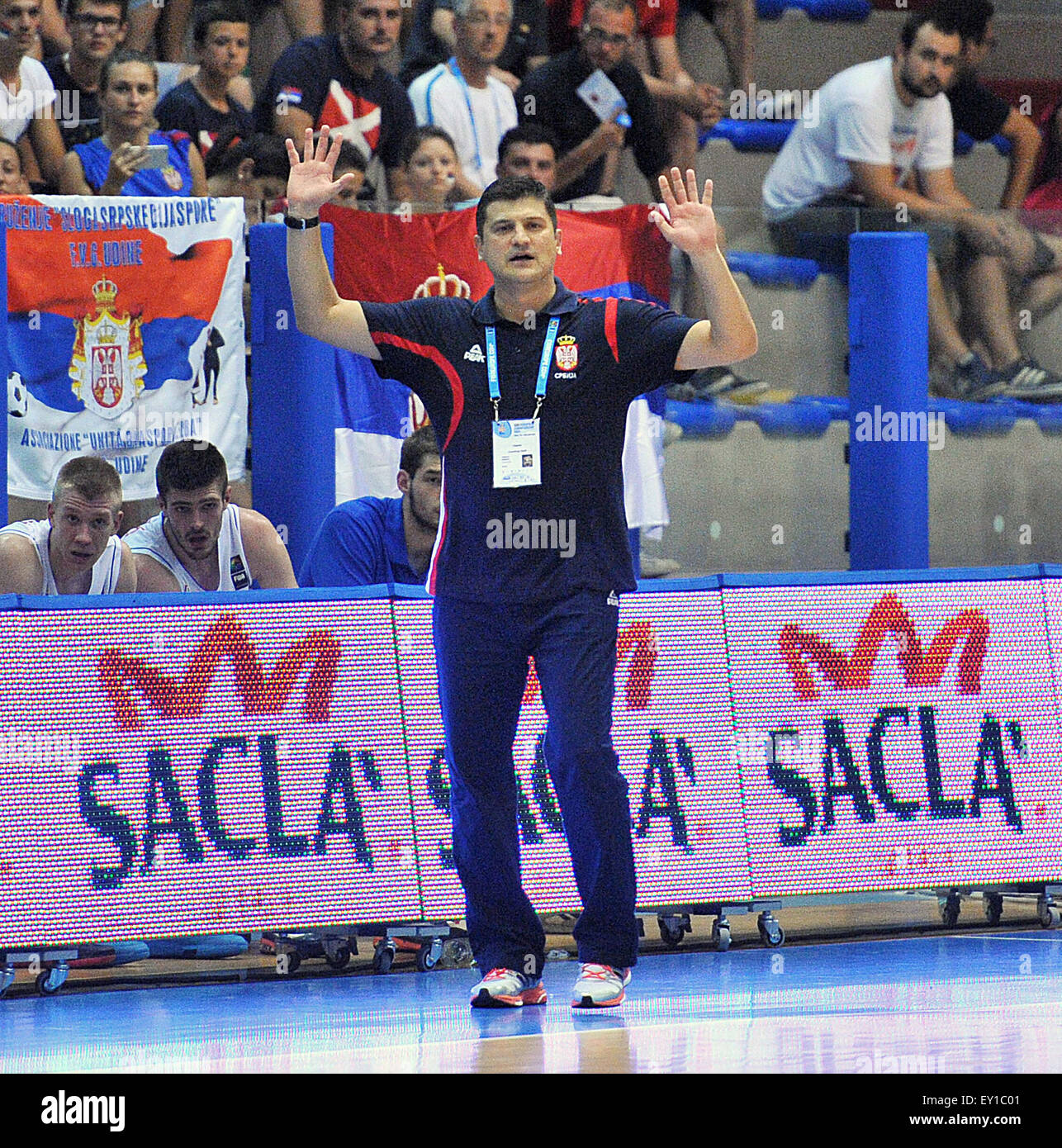 Lignano, Italy. 19th July, 2015. Serbia head coach Vladimir Djokic ...