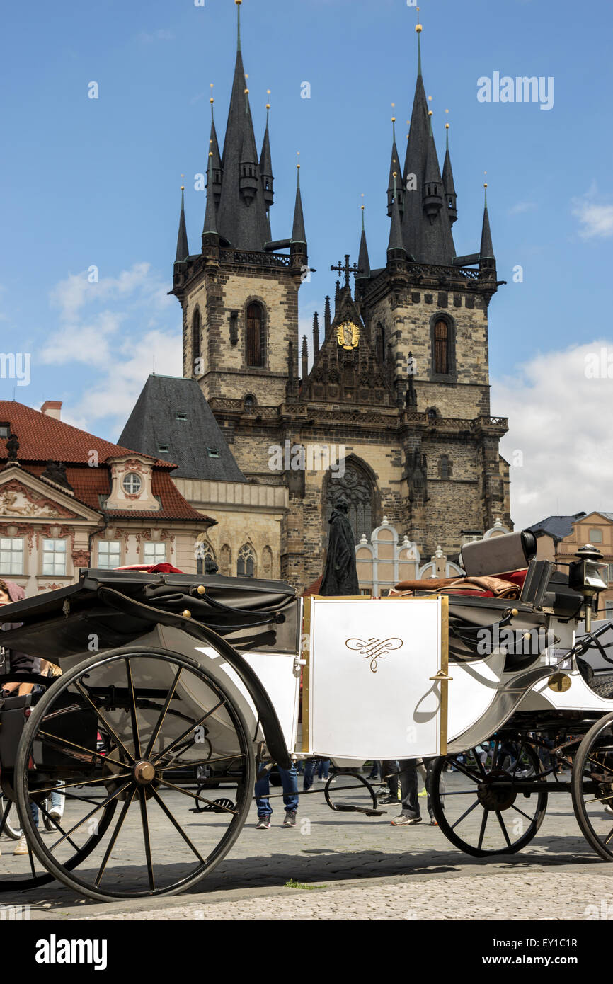 empty carriage for tourists on the Old Town Square in Prague Stock ...