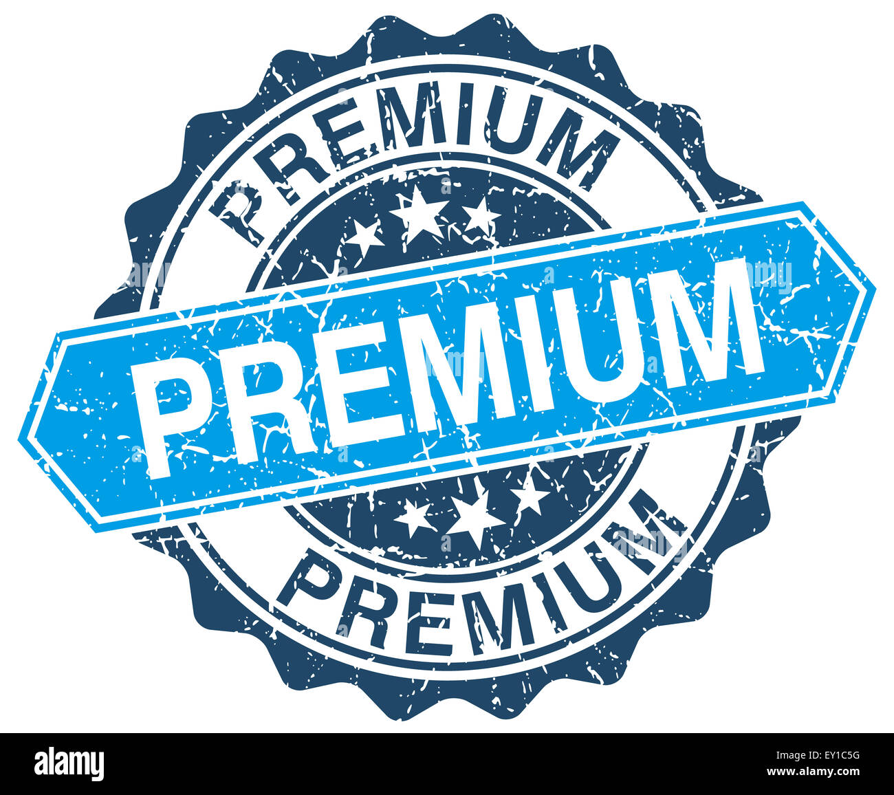 premium blue round grunge stamp on white Stock Photo - Alamy