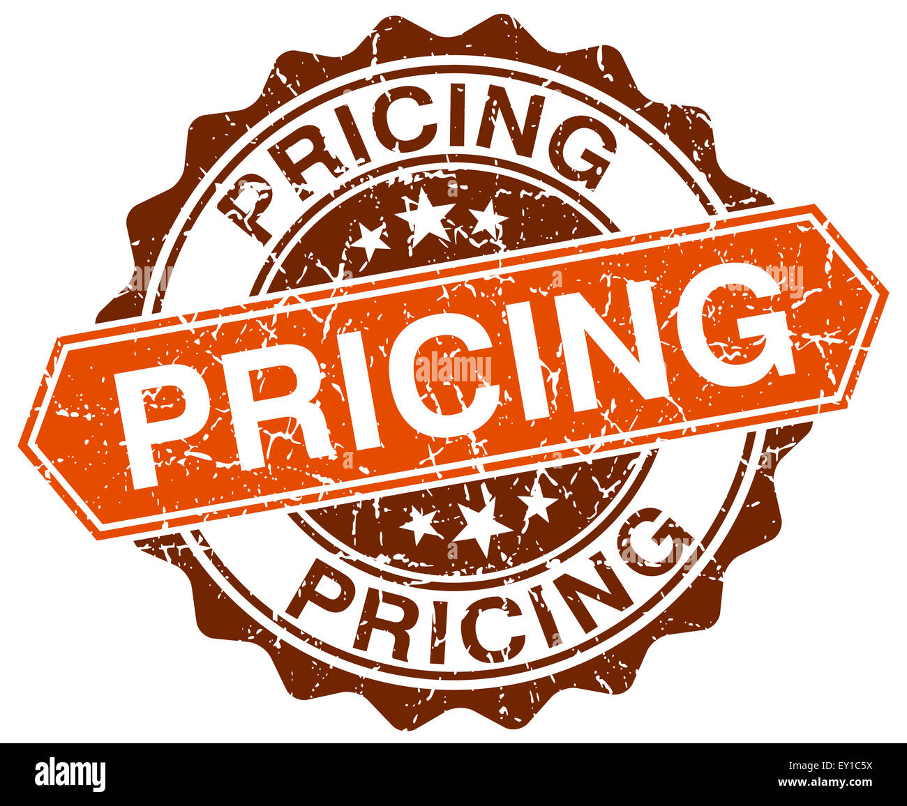 pricing orange round grunge stamp on white Stock Photo - Alamy
