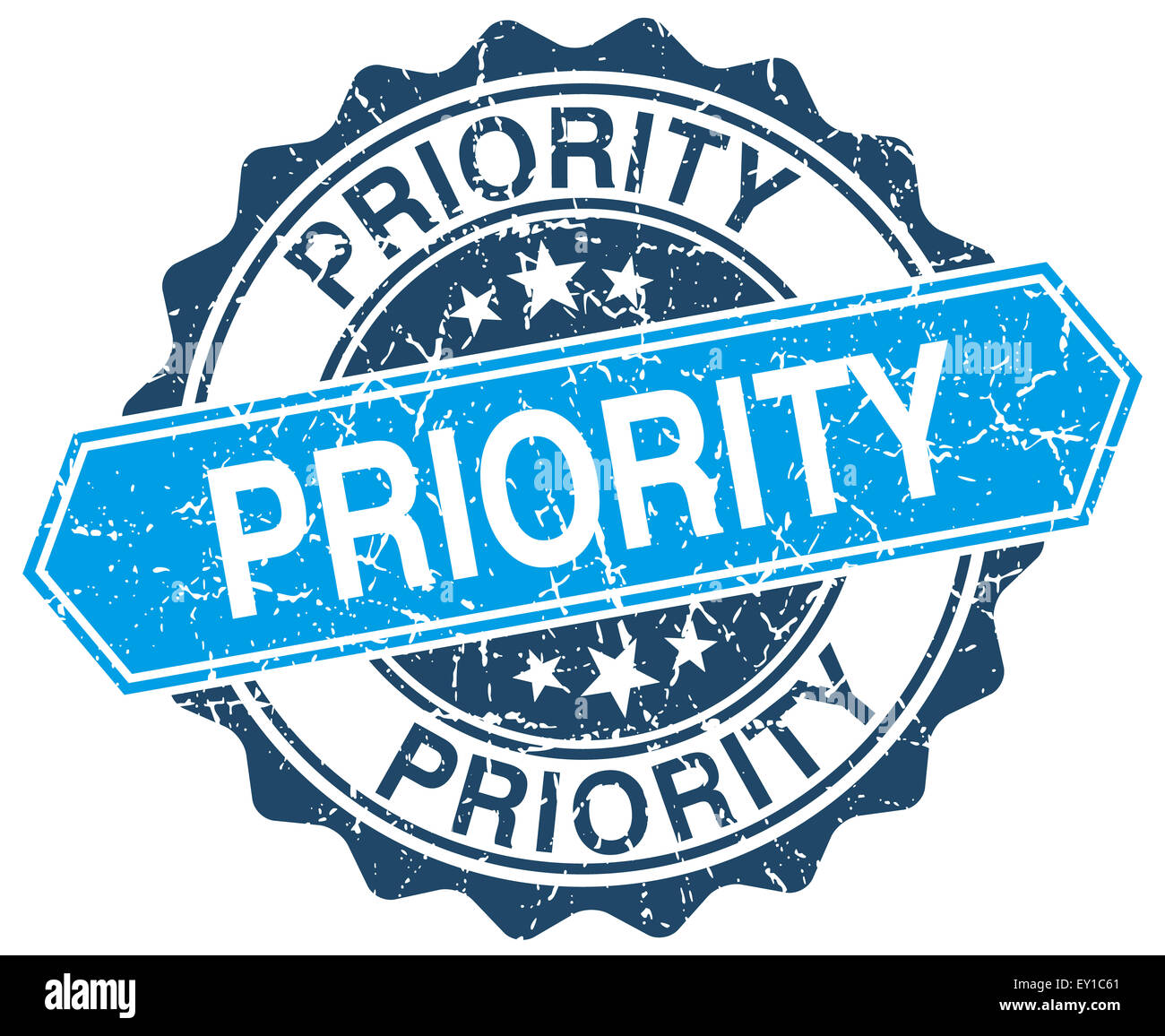 priority blue round grunge stamp on white Stock Photo - Alamy