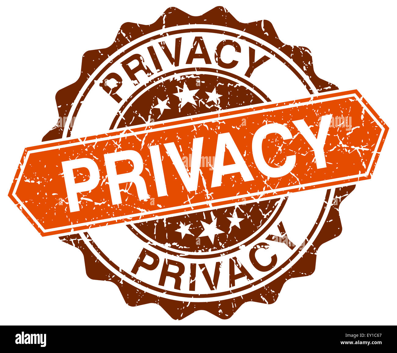 privacy orange round grunge stamp on white Stock Photo - Alamy