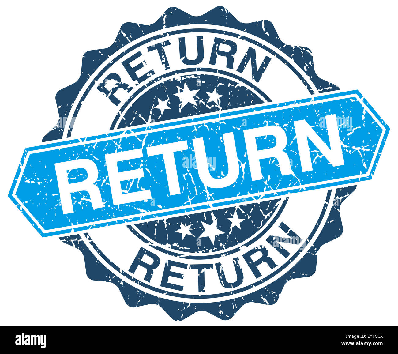 return blue round grunge stamp on white Stock Photo - Alamy