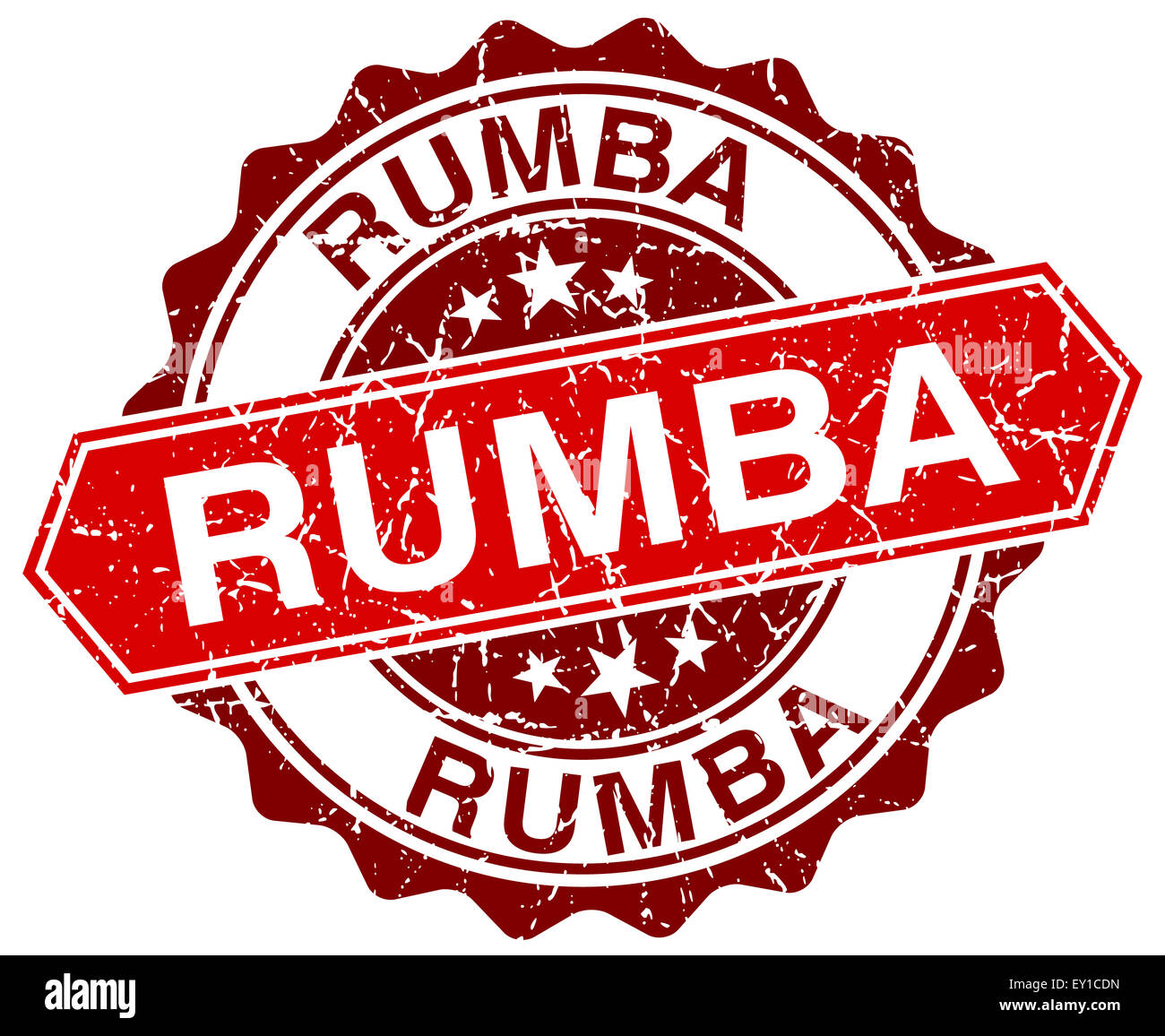 rumba red round grunge stamp on white Stock Photo - Alamy