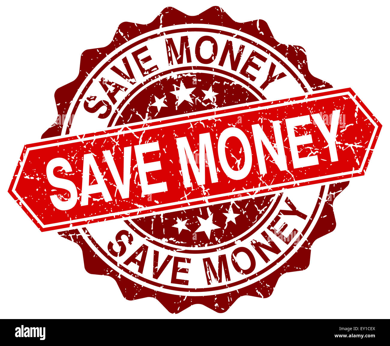save money red round grunge stamp on white Stock Photo - Alamy