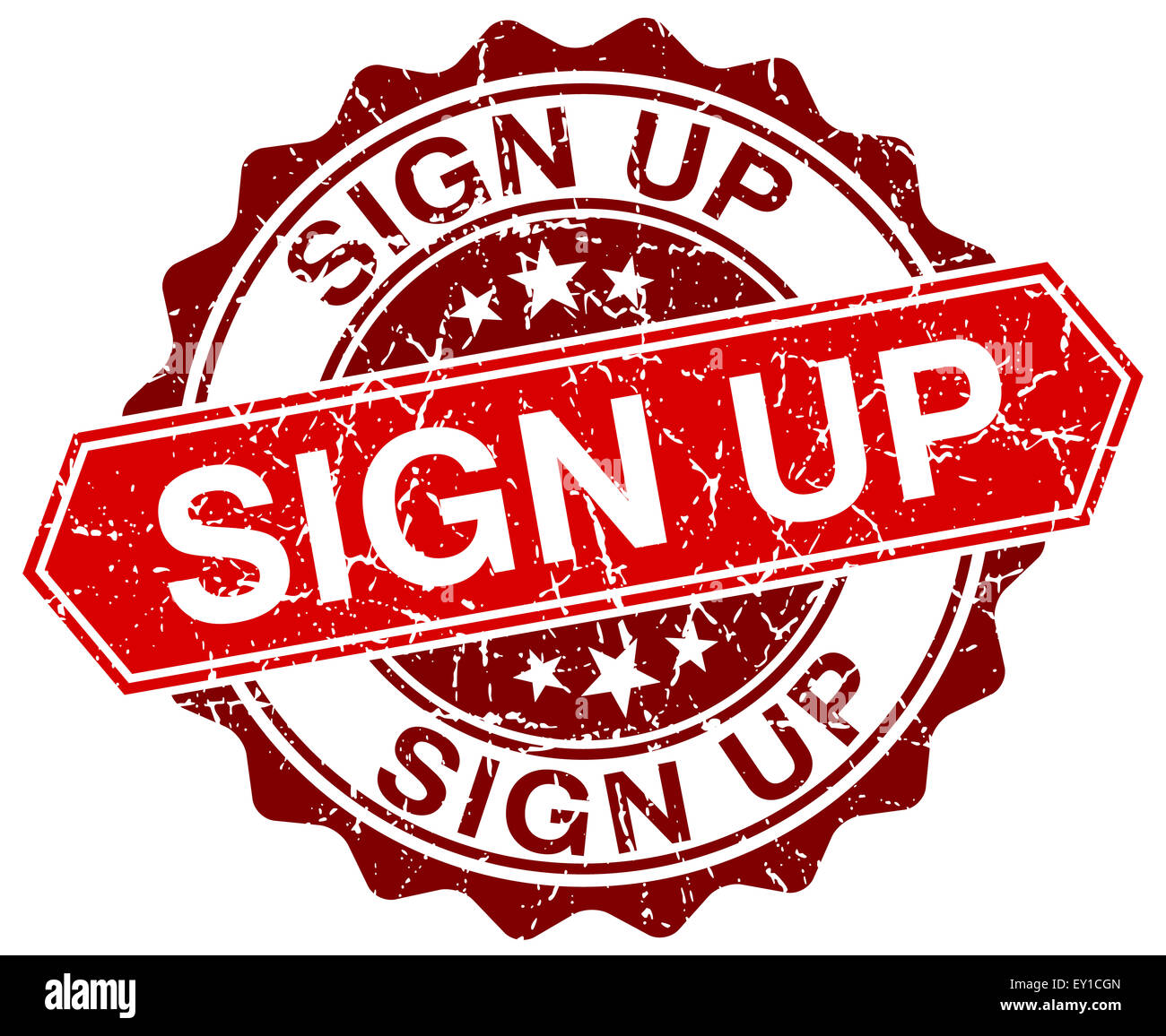 sign up red round grunge stamp on white Stock Photo - Alamy