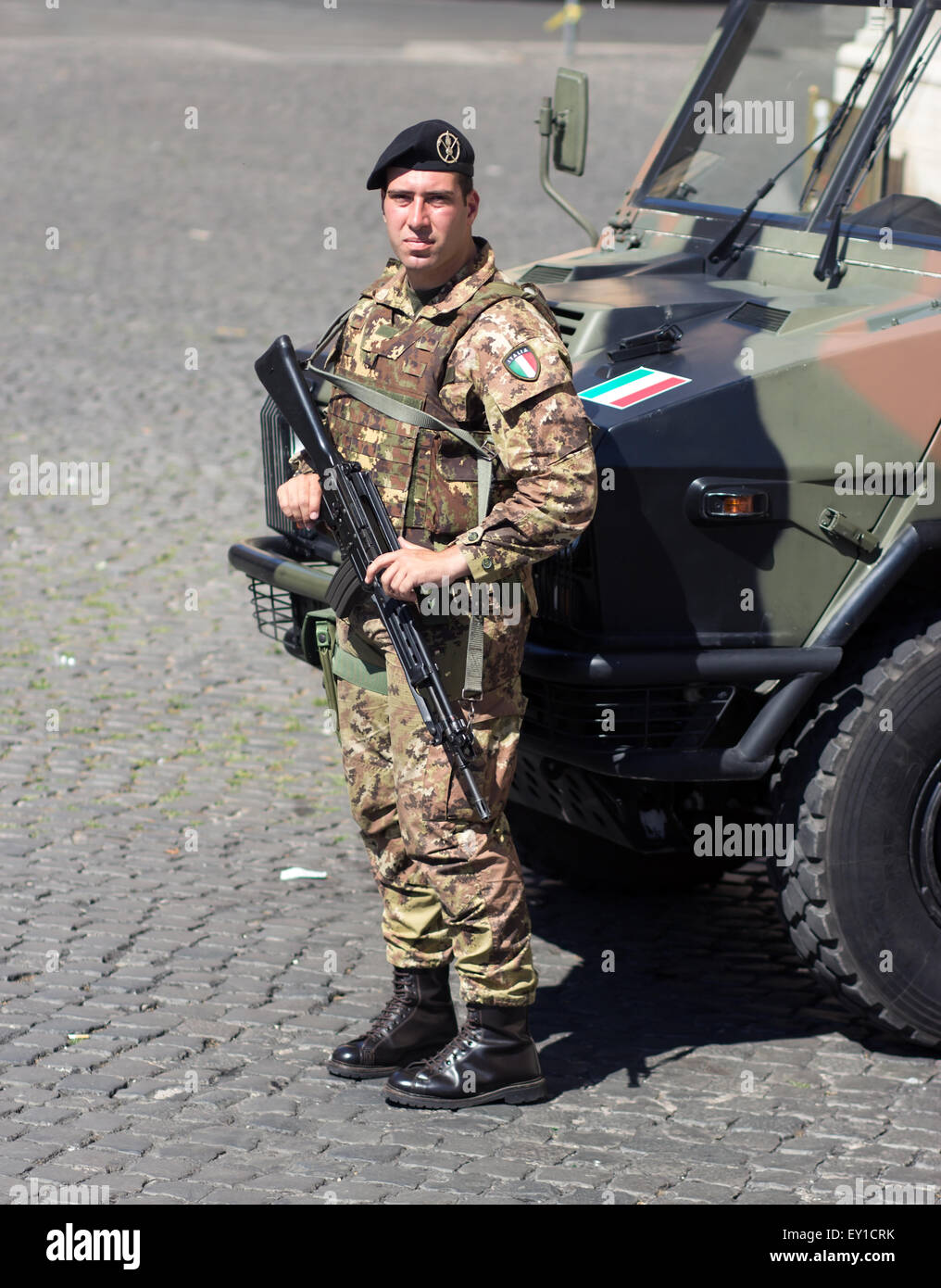 armed soldier guarding the streets at Rome Stock Photo - Alamy