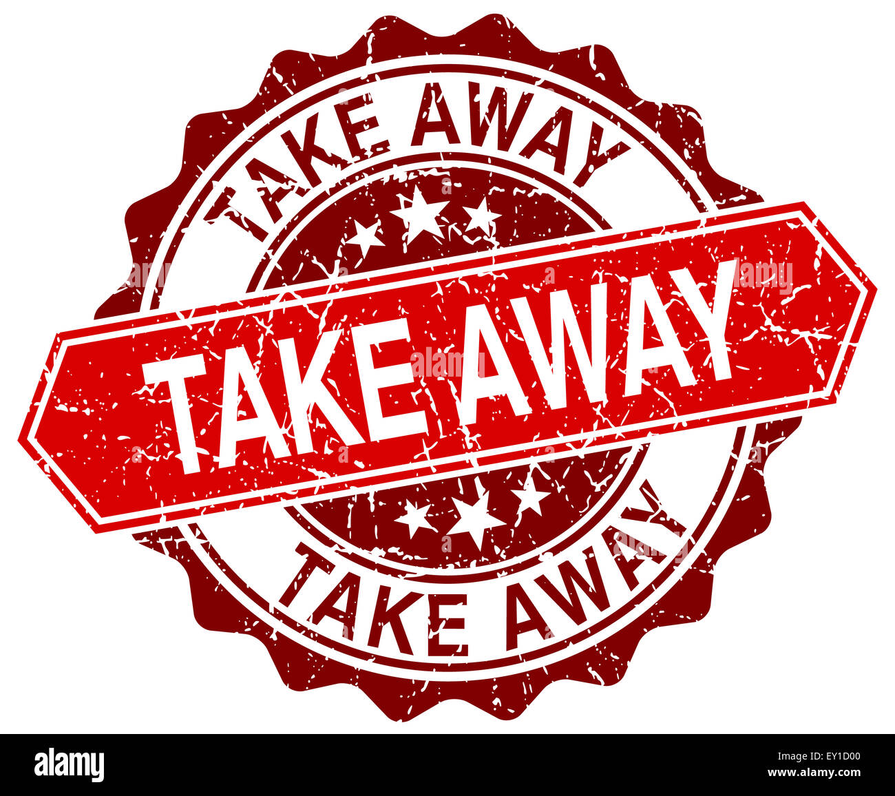 take away red round grunge stamp on white Stock Photo - Alamy
