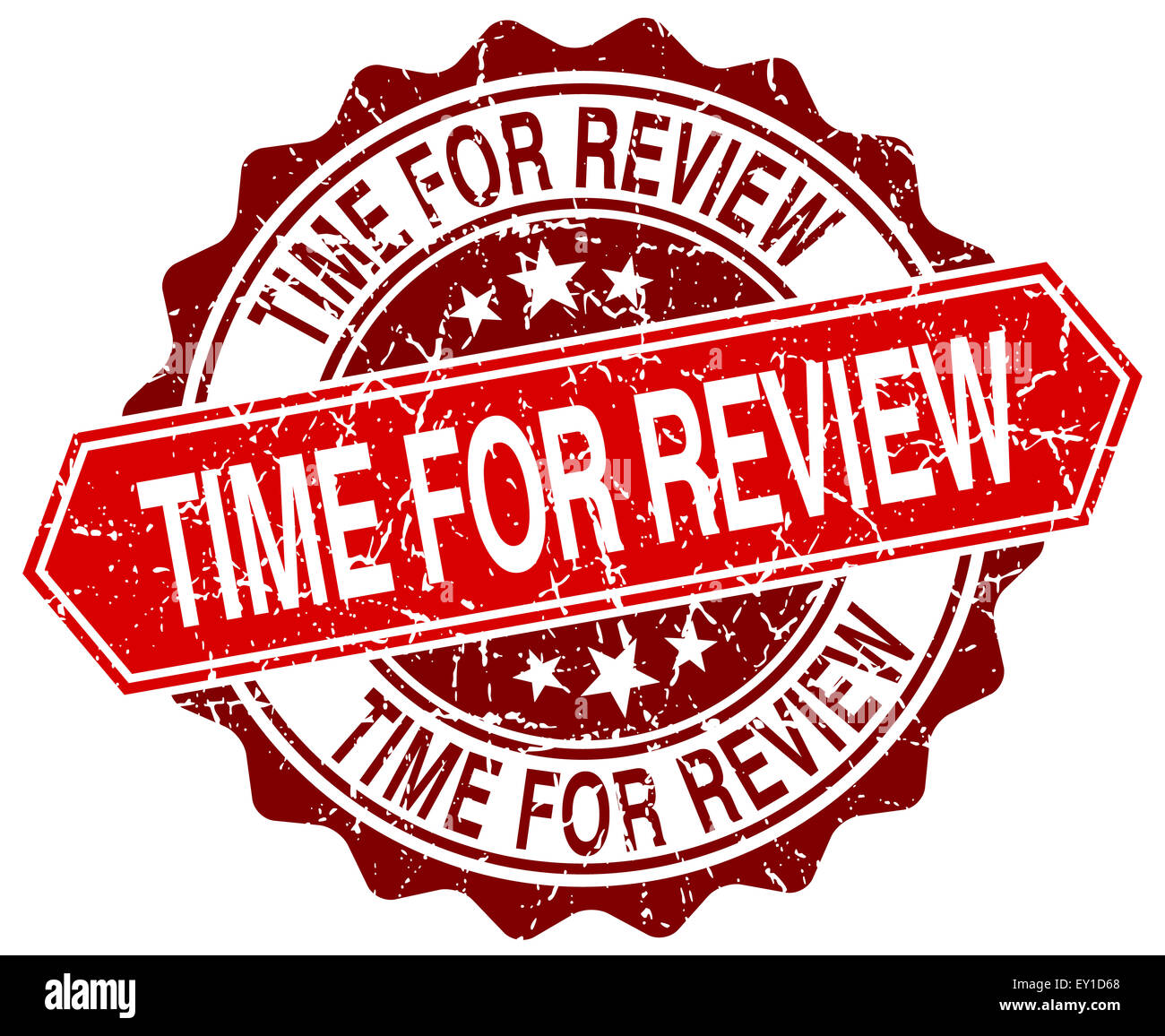 time for review red round grunge stamp on white Stock Photo - Alamy
