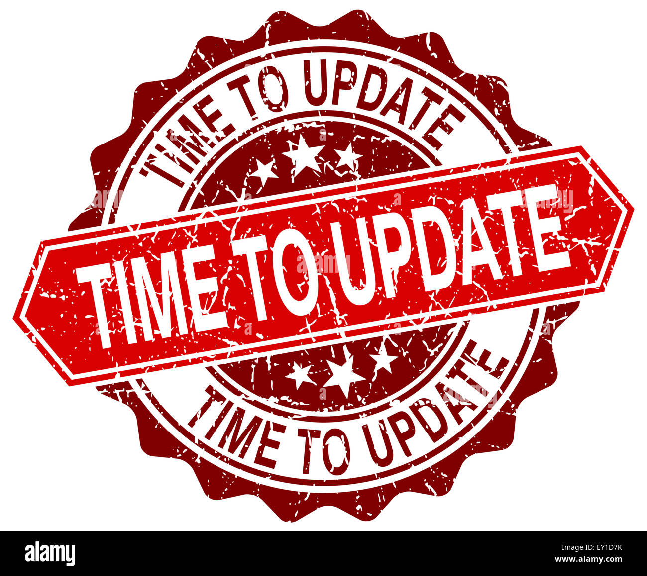 time to update red round grunge stamp on white Stock Photo - Alamy