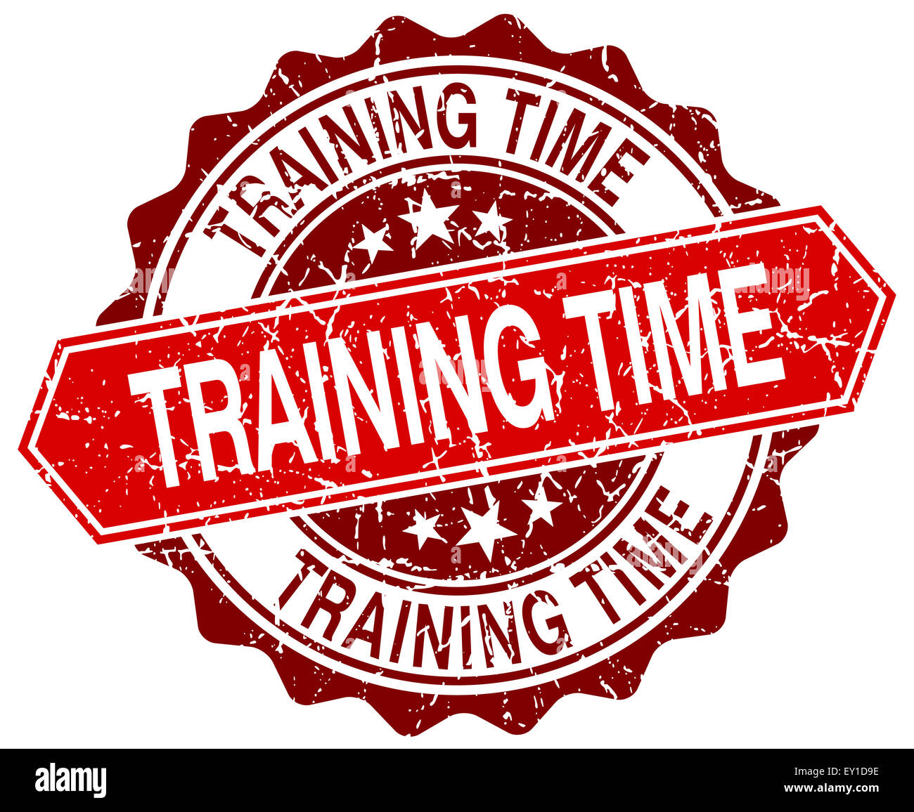 training time red round grunge stamp on white Stock Photo - Alamy