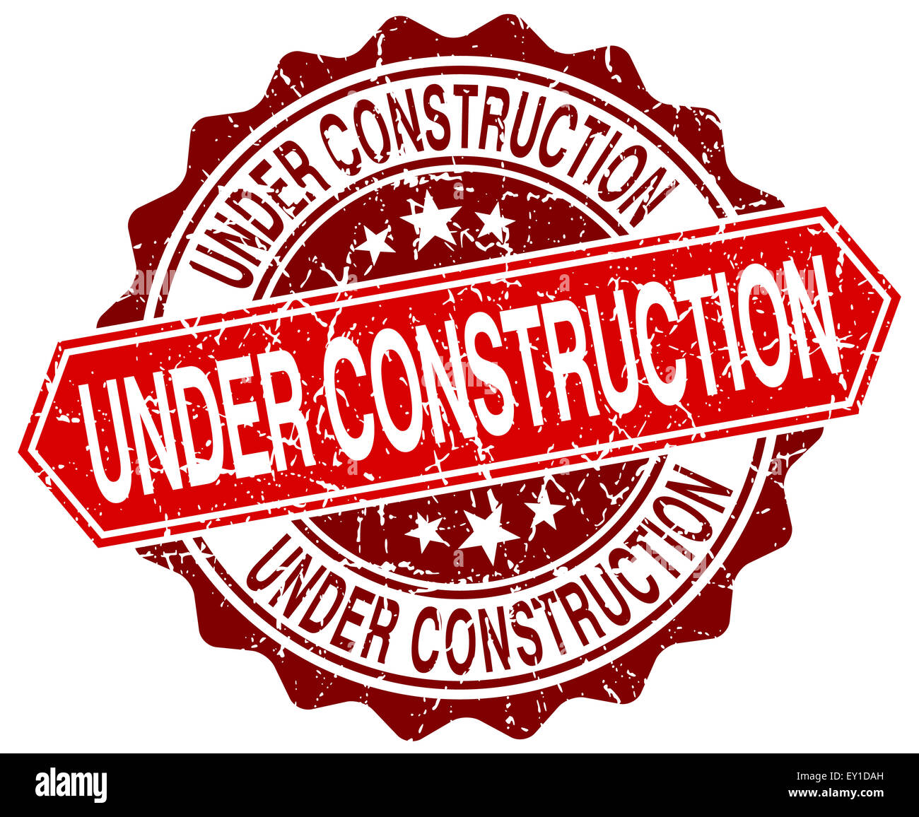 under construction red round grunge stamp on white Stock Photo - Alamy