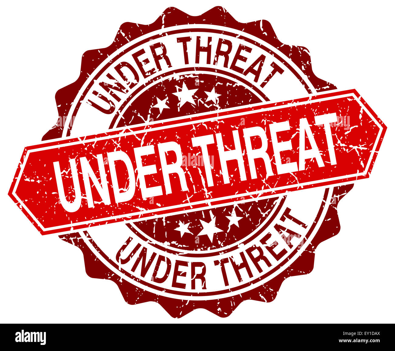 under threat red round grunge stamp on white Stock Photo - Alamy