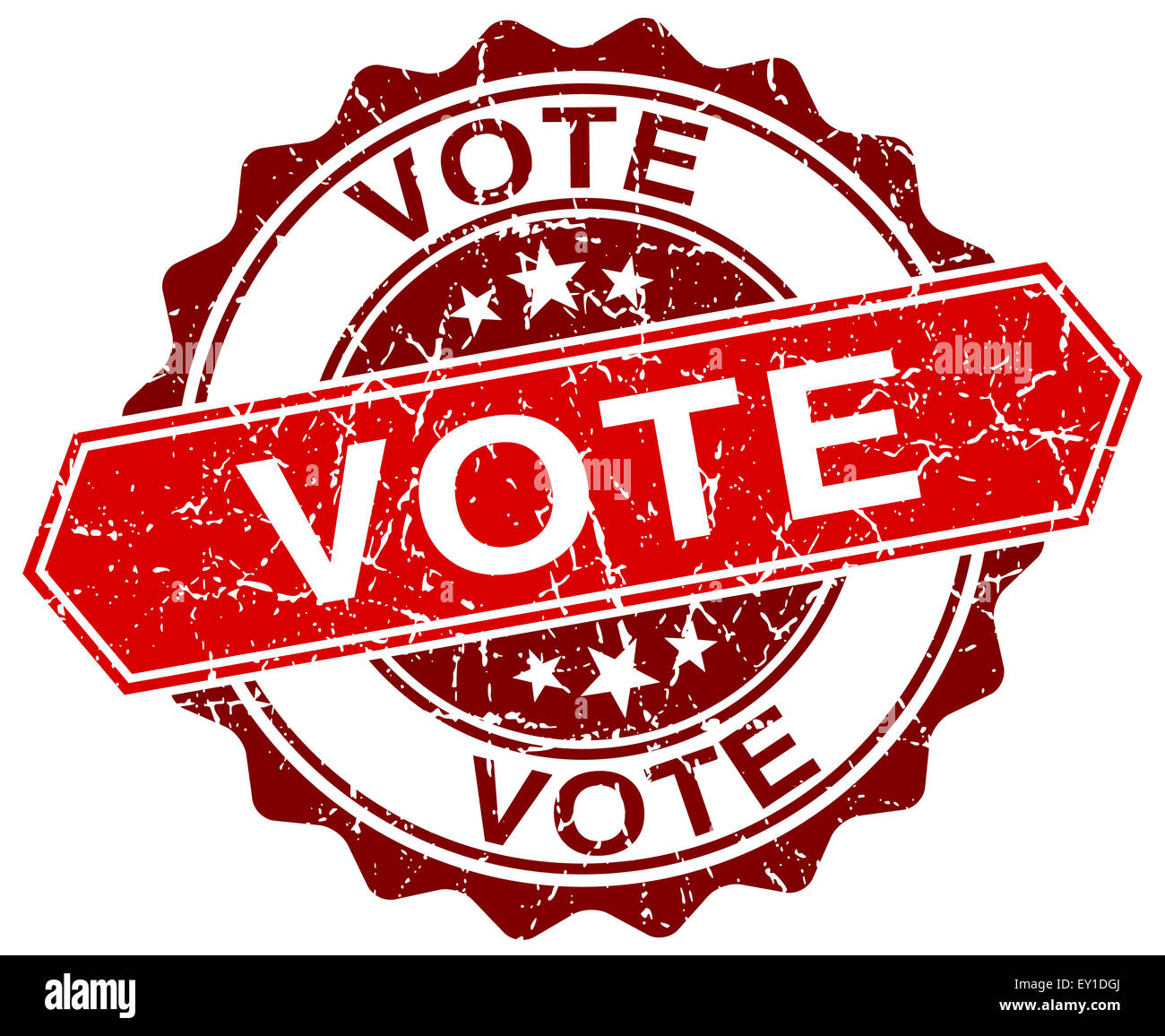 vote red round grunge stamp on white Stock Photo - Alamy