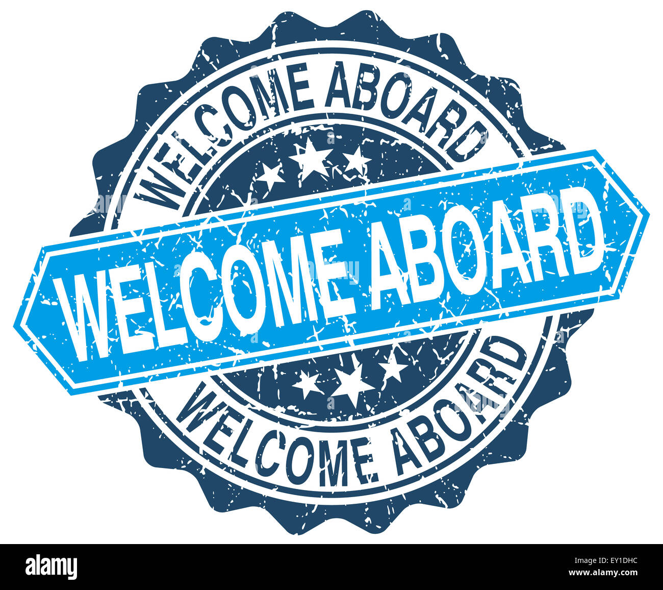 welcome aboard blue round grunge stamp on white Stock Photo - Alamy