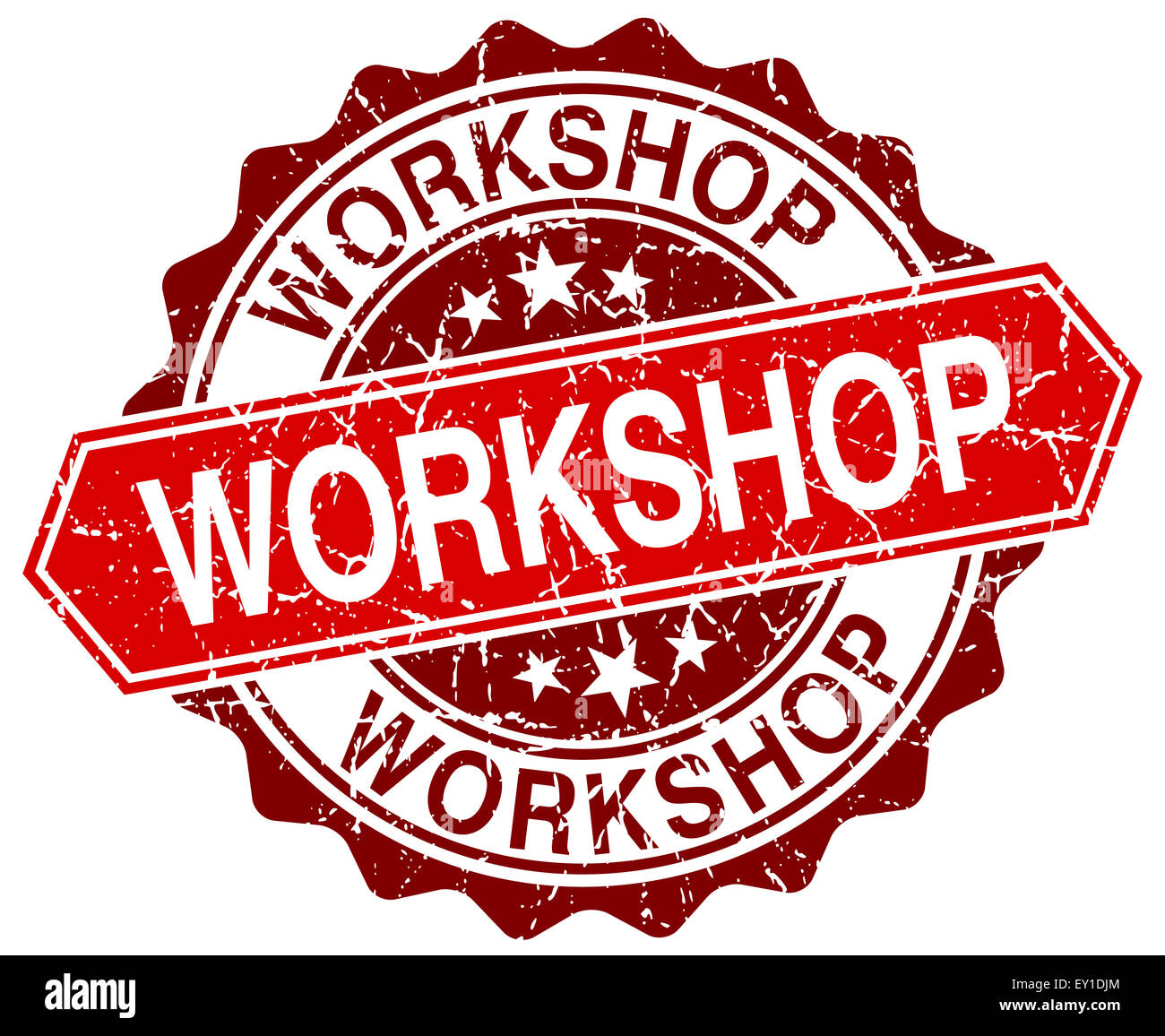 workshop red round grunge stamp on white Stock Photo - Alamy