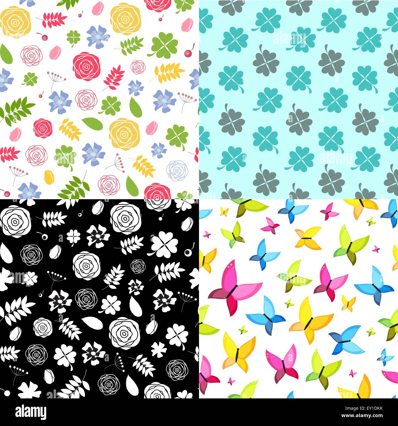 Abstract Natural Flower Seamless Pattern Background Set Vector I Stock ...