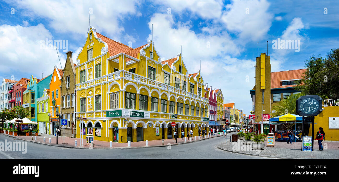 Famous Yellow Penha Building in the center of Willemstad Stock Photo ...