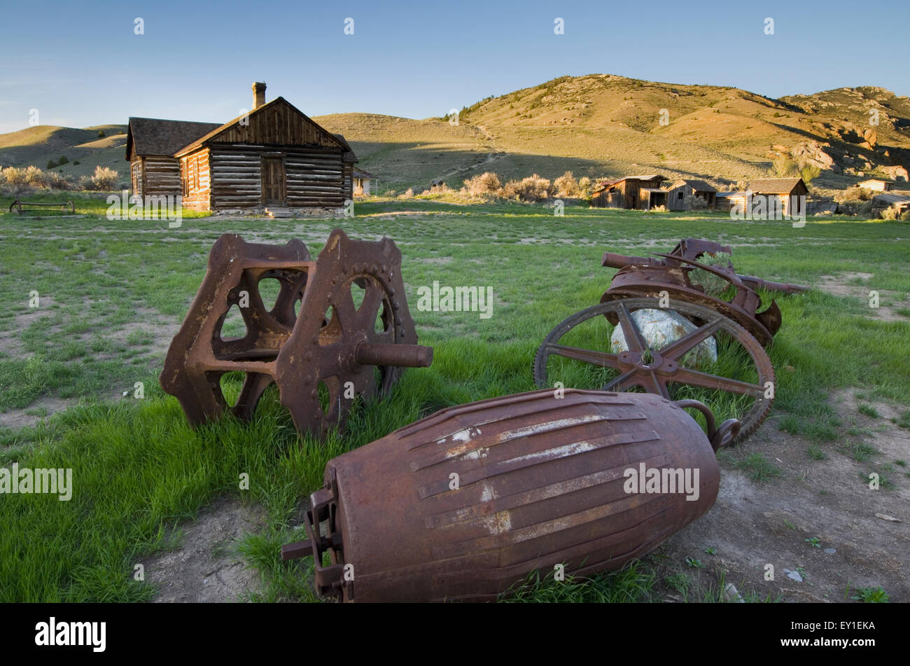 Mining equipment of Historic Bannack State Park Montana Stock Photo - Alamy
